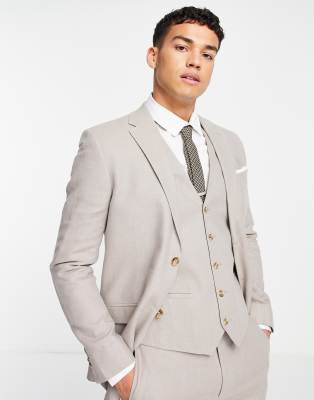 Topman - Veste de costume ajustée à boutonnage simple et motif chevrons ...