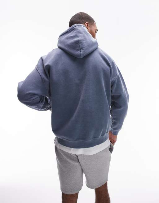 Topman vintage wash oversized hoodie in blue | ASOS