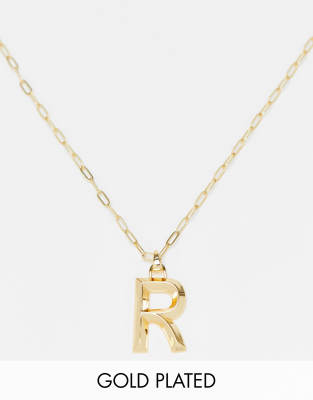 Topshop 14k gold plated R initial pandant necklace | ASOS