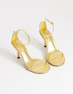 Alexi 2 part high heeled sandal in gold | Topshop