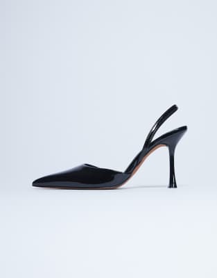 Topshop Angel heeled pumps in black patent | ASOS