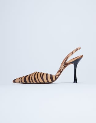 Angel high heeled court shoe in tiger print hair on real leather | Topshop
