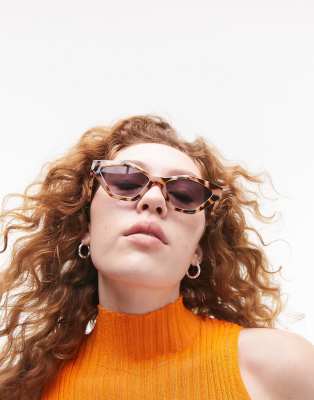 Topshop angular cat eye sunglasses in tort | ASOS
