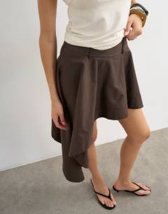 Asymmetric mini skirt in chocolate | Topshop