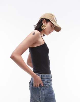 Topshop - Bandeau-body met spaghettibandjes in zwart | ASOS
