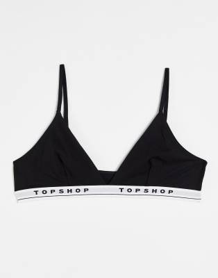 Topshop branded triangle bra in black | ASOS