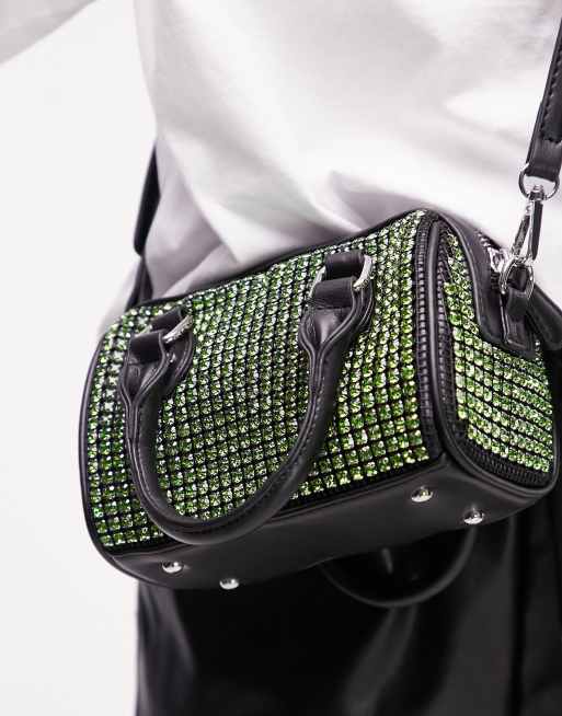 Topshop Catlin diamante mini bowler bag in black | ASOS