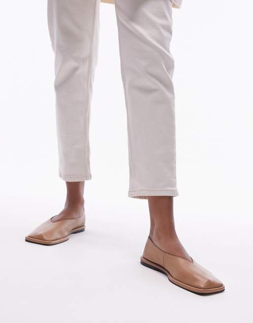 Topshop Charlotte Scarpe Basse Sfoderate In Pelle Color Cammello