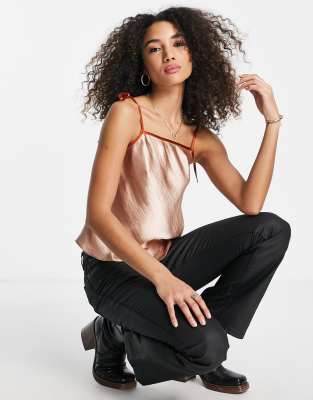 Topshop color block satin cami in multi | ASOS