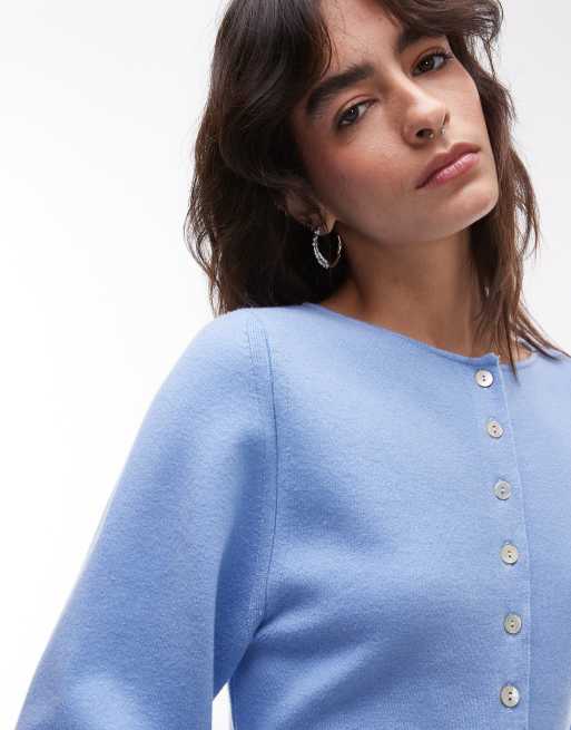 Topshop compact knitted cardigan in light blue | ASOS