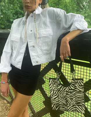 Topshop cropped lightweight jacket with utility pockets in white | ASOS