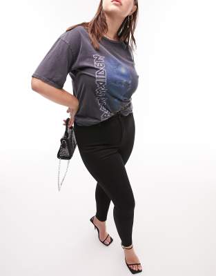 Topshop Curve high rise Joni jeans in pure black | ASOS