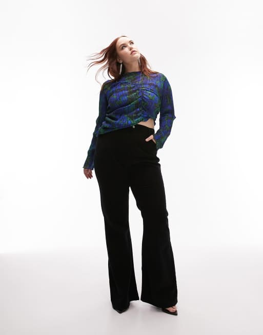 Topshop Curve Jamie flare jeans in black cord | ASOS