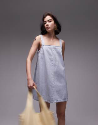 Topshop denim boxy cami dress in ice blue | ASOS