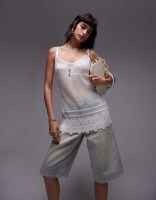 Topshop dobby lace cami top in white | ASOS