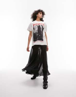 Topshop - Doorschijnende maxi rok met godet-plooien in zwart | ASOS