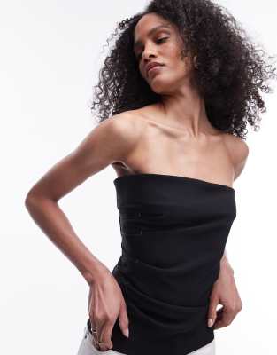 Topshop - Elegante bandeau-top met sierstiksels in zwart | ASOS