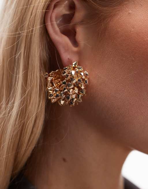 Topshop Elma Statement Creolen in Gold Optik mit Perlenbesatz