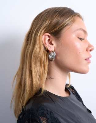 Topshop Emily chunky hoop earring in silver | ASOS