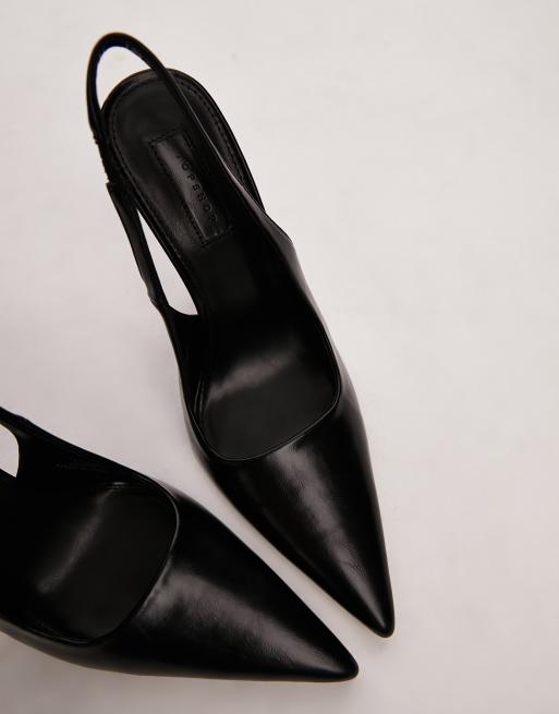 Topshop Emma heeled sling back pumps in black | ASOS