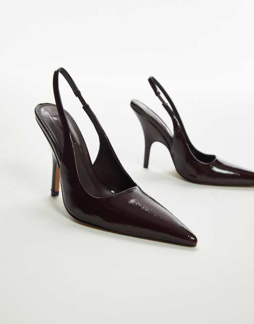 Topshop Emma heeled sling back pumps in plum | ASOS