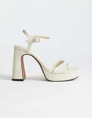 Faye platform two part high heel sandal in off white | Topshop