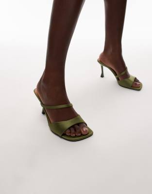 Topshop - Fiona - Mules à talon haut et brides - Vert | ASOS