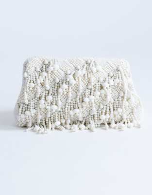 Garison small bead and embellished clutch in white | Topshop