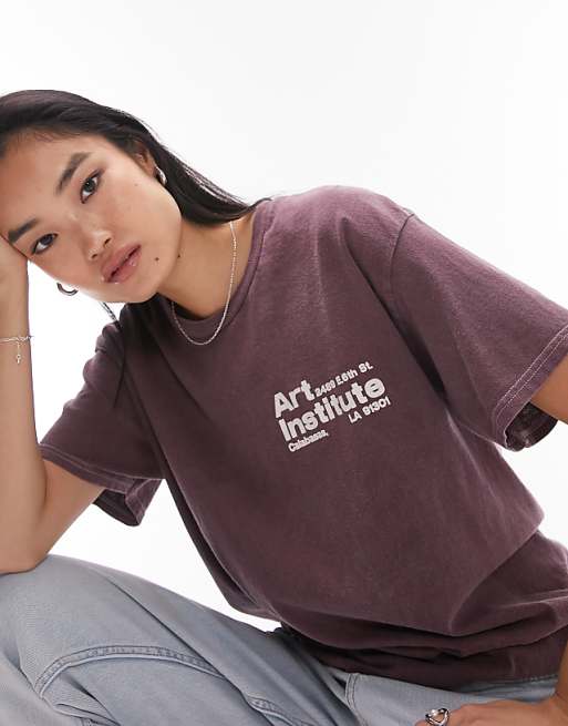 Topshop graphic art institute oversized tee in purple | ASOS Topshop graphic art institute oversized tee in purple | ASOS