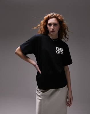 Topshop graphic premium basic New York tee in black | ASOS