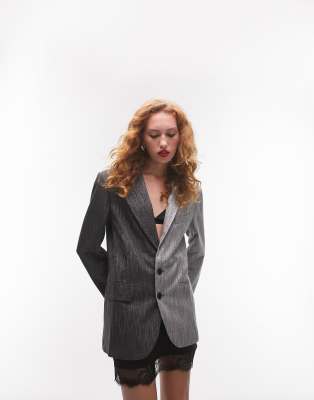 Topshop half and half blazer in grey | ASOS