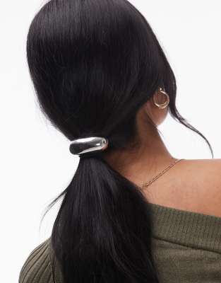 Topshop Hannah large metal hair cuff in silver | ASOS