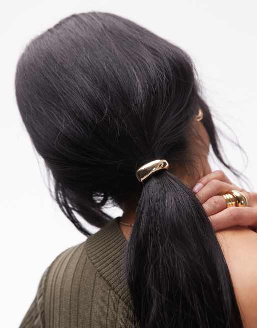 Topshop Hannah small metal hair cuff in gold | ASOS