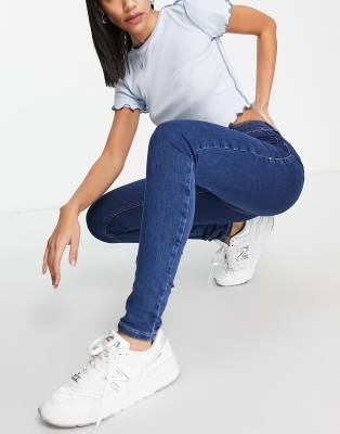 Topshop high rise Joni jeans in mid blue | ASOS