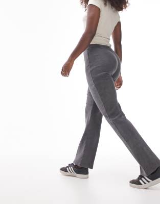 Topshop Hourglass acid wash rib straight leg pants in charcoal | ASOS