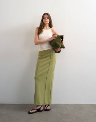 Interlock pencil skirt in green | Topshop