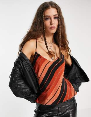 Topshop jacquard stripe cami in black | ASOS