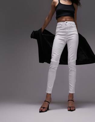 Topshop Jamie high rise skinny jeans in white | ASOS