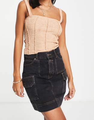 Topshop - Jupe cargo en denim - Noir délavé | ASOS
