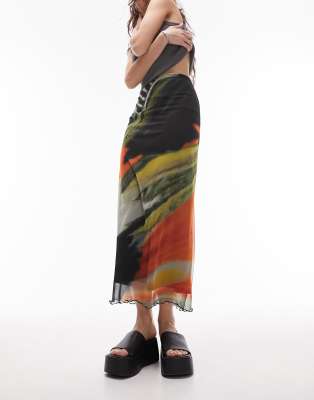 Topshop - Jupe crayon mi-longue en tulle - Multicolore | ASOS