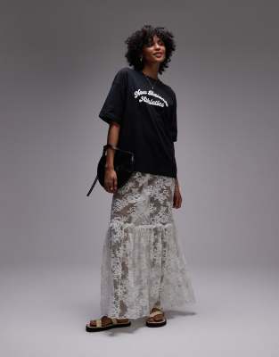 Topshop - Jupe longue en dentelle transparente - Ivoire | ASOS