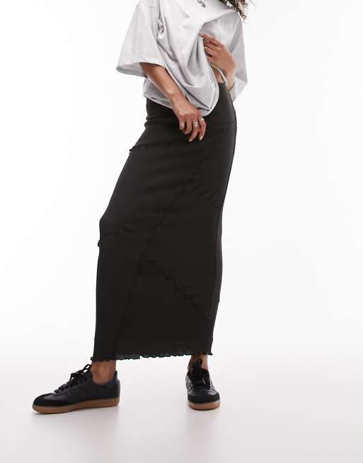 Topshop - Jupe mi-longue texturée - Anthracite | ASOS