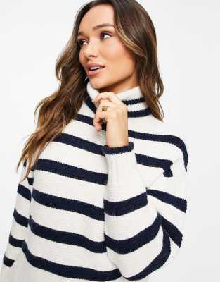 Topshop knitted stripe roll neck sweater in multi | ASOS
