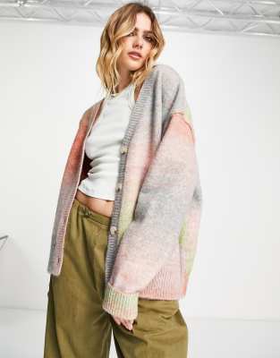 Topshop knitted tie dye cardigan in multi | ASOS