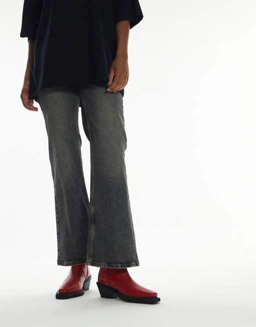 Topshop - Lara - Bottines en cuir style western - Rouge | ASOS