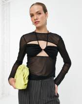 Topshop lace high neck long sleeve top in black | ASOS Topshop lace high neck long sleeve top in black | ASOS