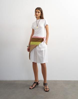 Linen bermuda short in white | Topshop