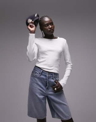 Topshop long sleeve everyday top in white | ASOS