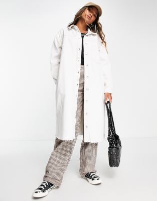 Topshop longline denim shacket in white | ASOS