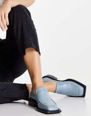 Topshop Lowry leather loafer in blue | ASOS